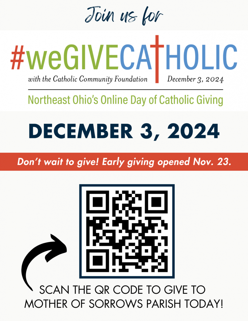 WeGiveCatholic-MOS-QR and Wording | Mother of Sorrows Parish